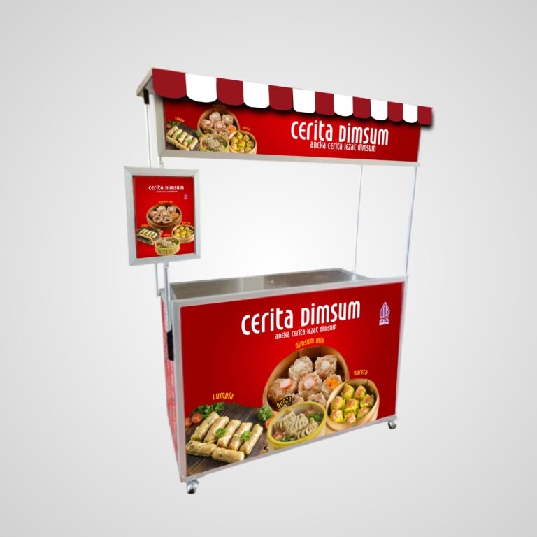 [B13] Booth Portable / Gerobak Lipat + Atap + Menu – Gerobakoso